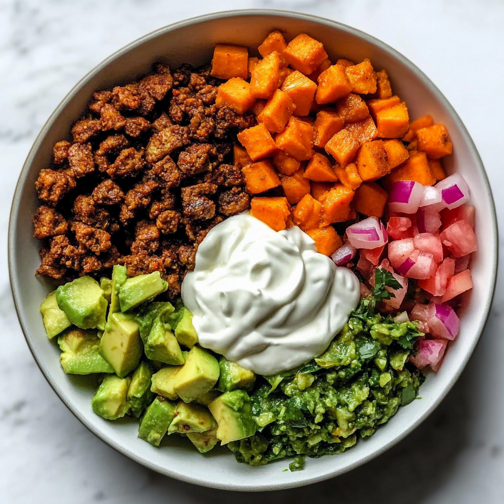 Amazing Deconstructed Taco Bowl with Roasted Sweet Potato Delight