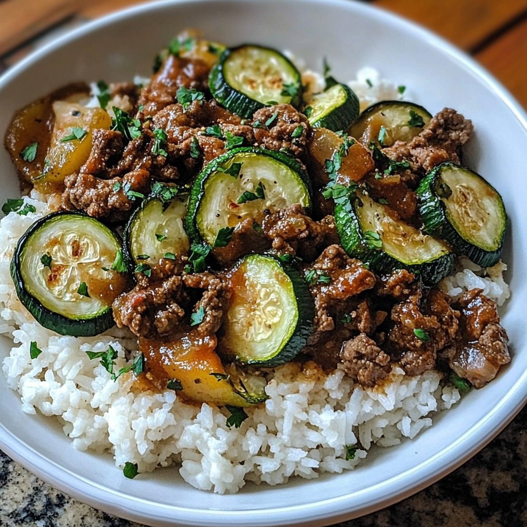 Amazing Greek-Style Beef and Zucchini Rice Bowl Delight