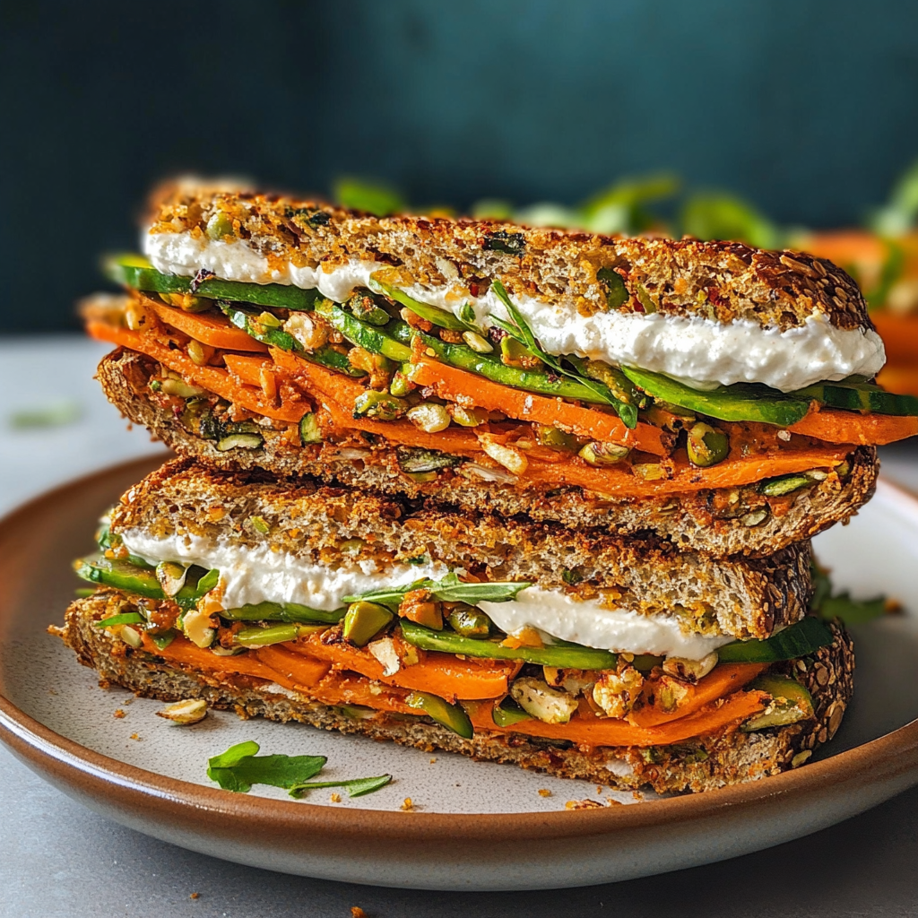 Incredible Spicy Harissa Carrot & Pistachio Sandwich Delight