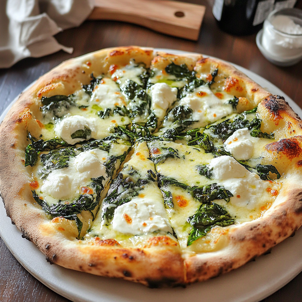 Amazing Mozzarella Pizza with Sautéed Greens and Garlic Delight
