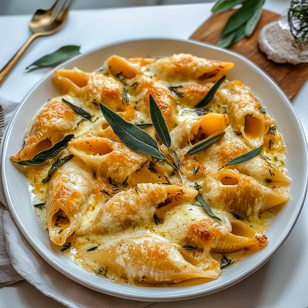 Pumpkin & Gouda Stuffed Shells With Brown Butter & Sage Alfredo Sauce ...