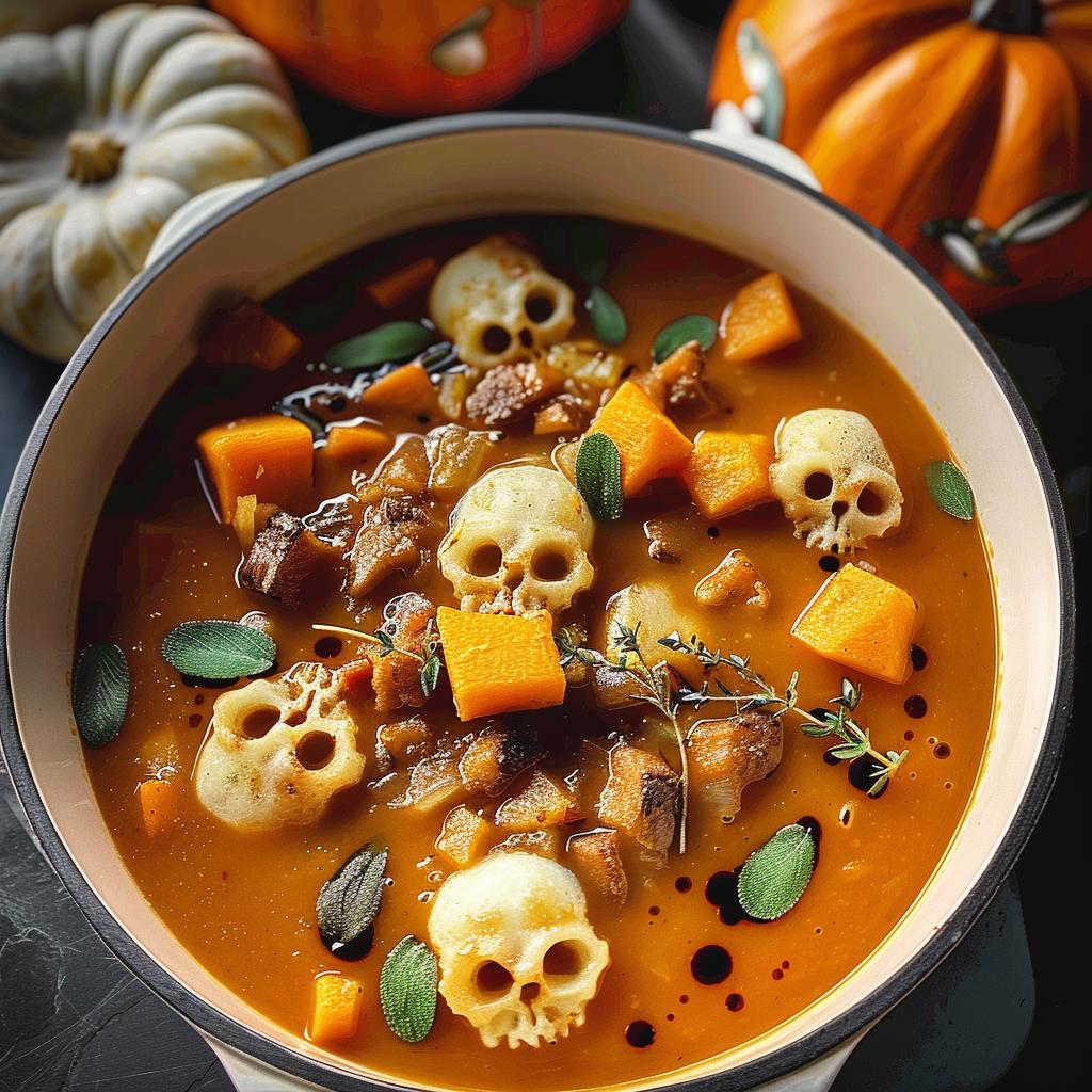 The Best Spooky Skull & Pumpkin Halloween Soup: Deliciously Fun