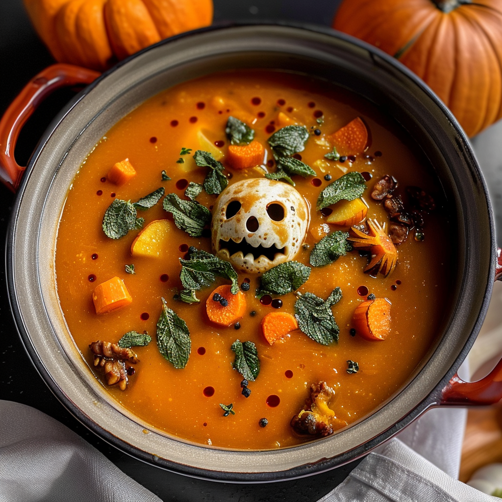The Best Spooky Skull & Pumpkin Halloween Soup: Deliciously Fun