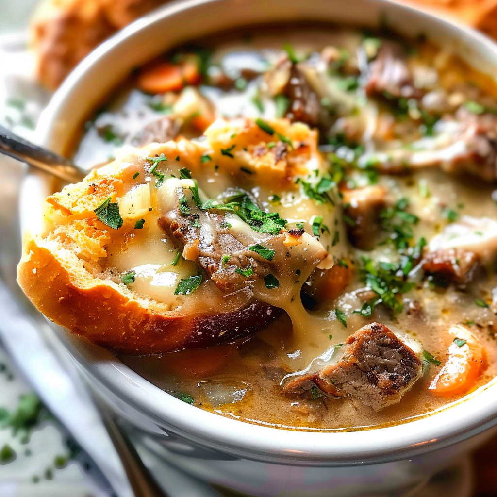 Amazing ONE POT Philly Cheesesteak Soup for Comforting Nights