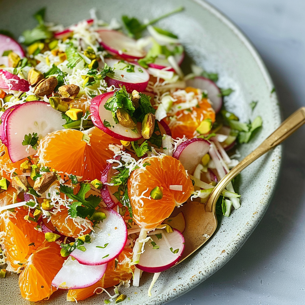 Amazing Orange and Radish Salad With Pistachios Delight