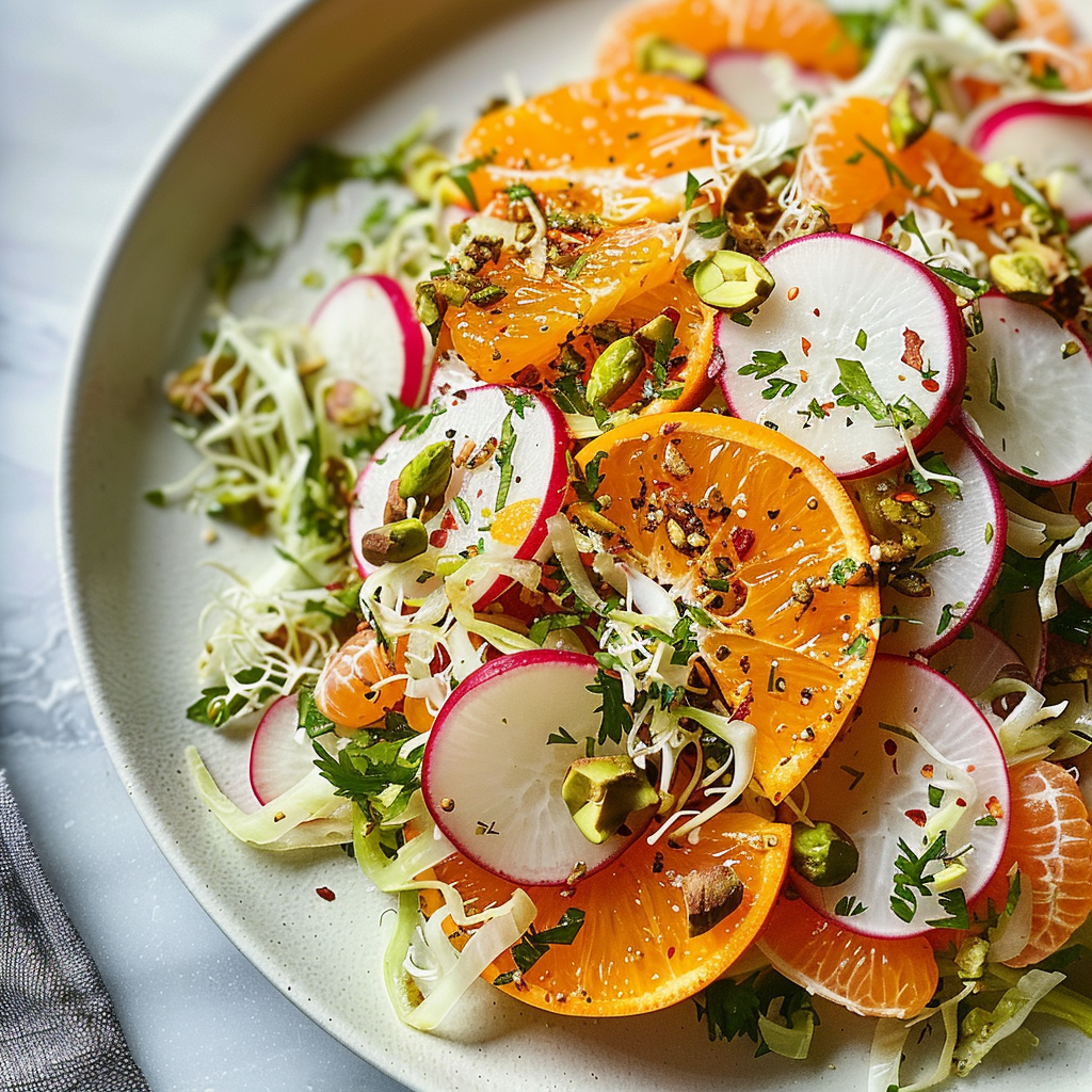Amazing Orange and Radish Salad With Pistachios Delight