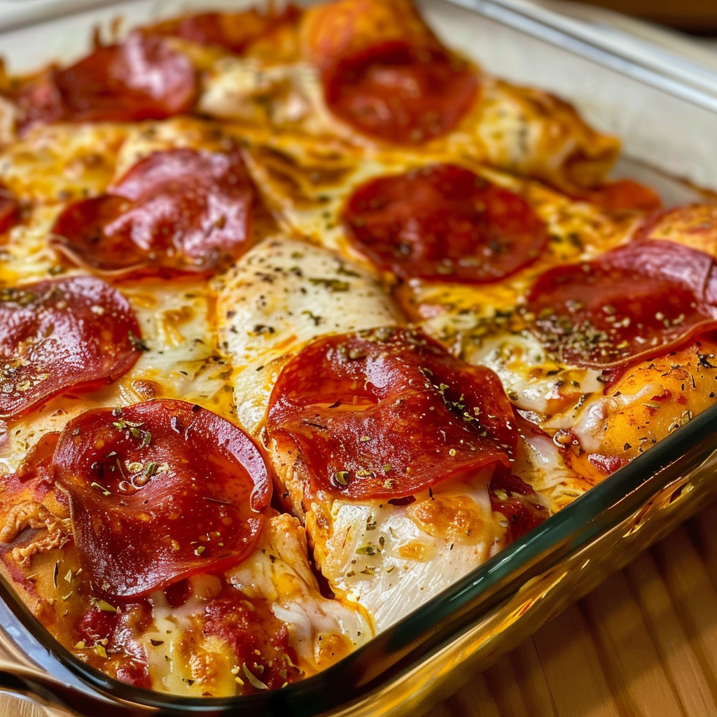 Amazing Pepperoni Pizza Chicken Bake for Delicious Meals