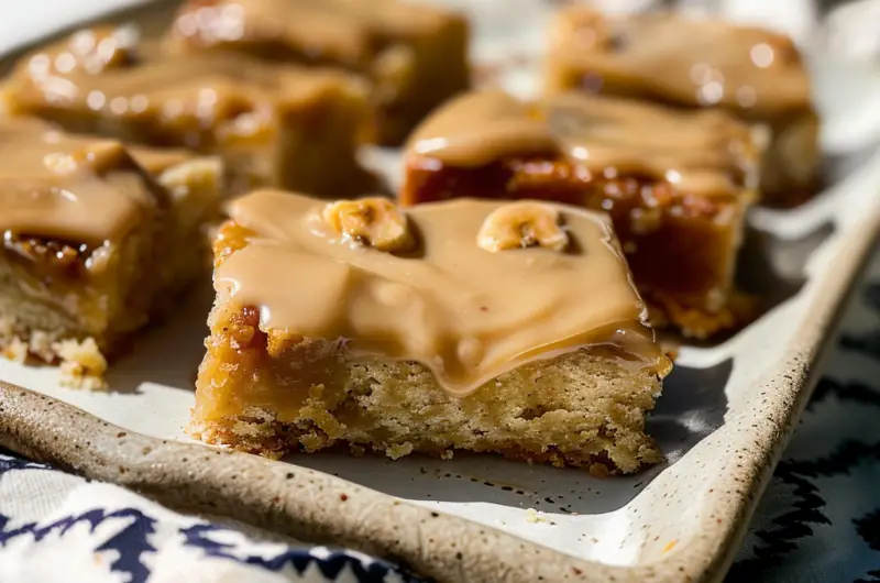 Amazing Banana Bread Bars with Salted-Toffee Icing Delight